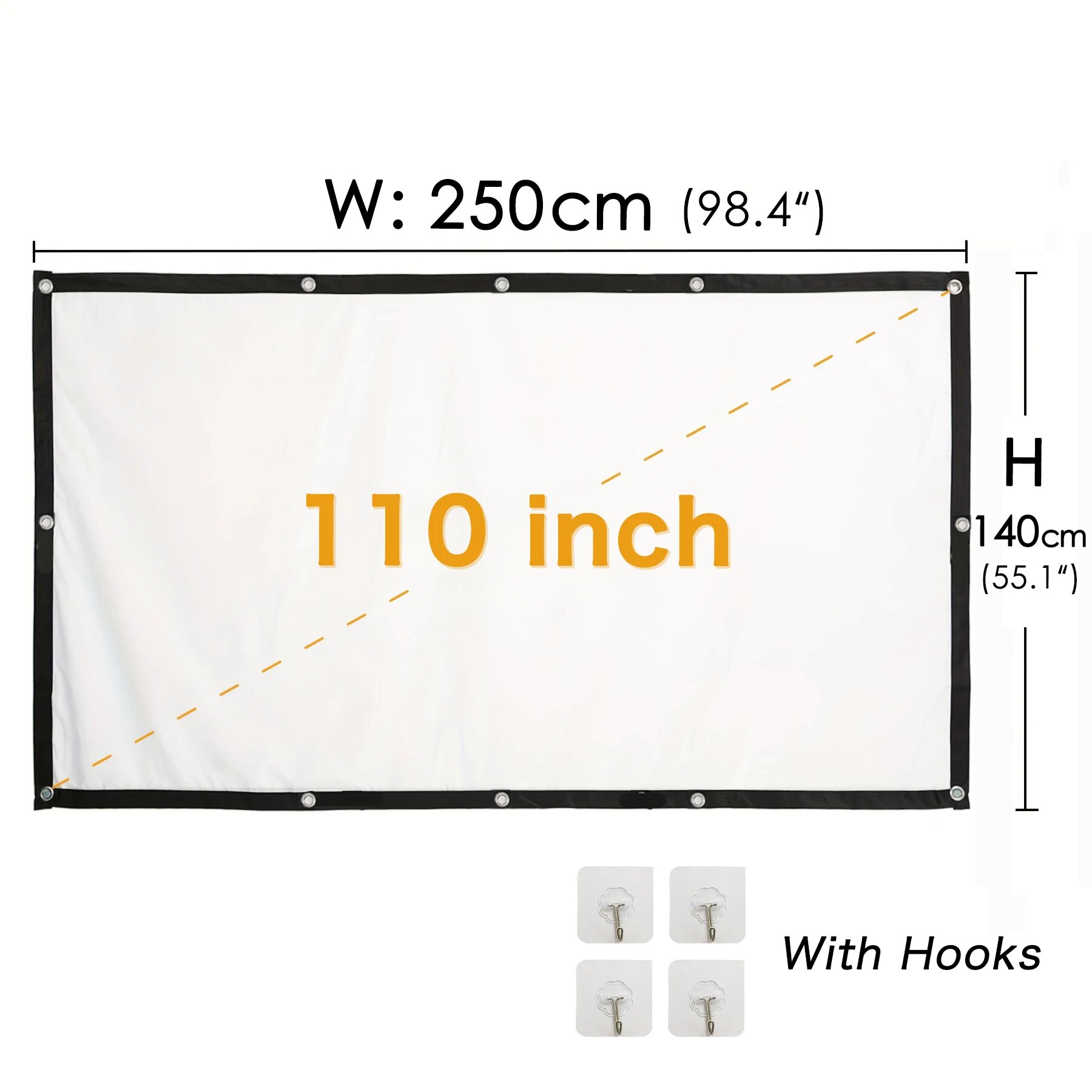 Проекционный экран AnovaTec матовый белый 16:9 4K HD 1080P White Cloth 110-in