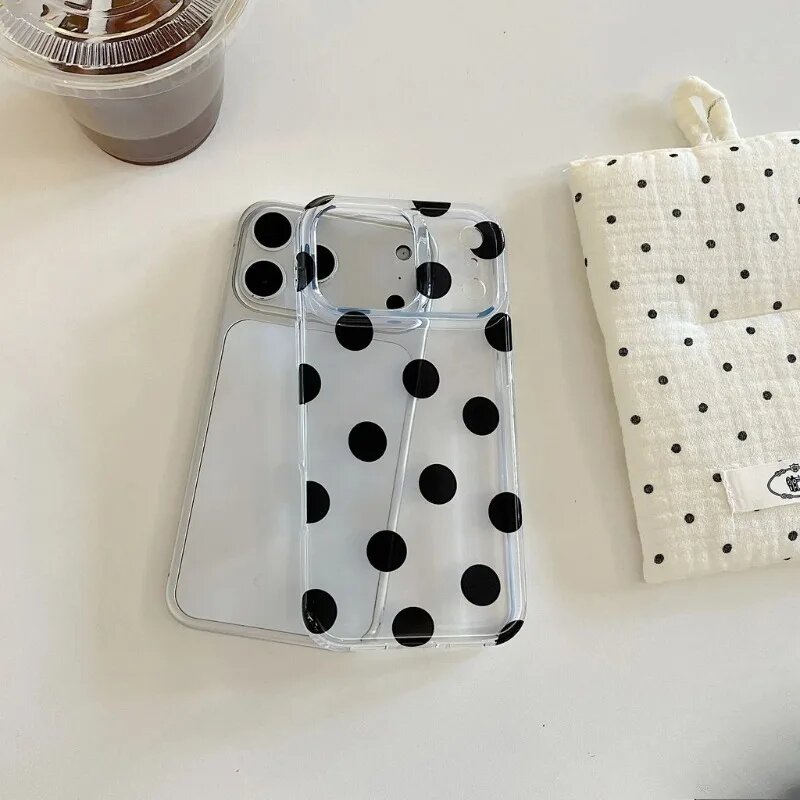 Чехол Poco X5 Pro в горошек, черный, прозрачный