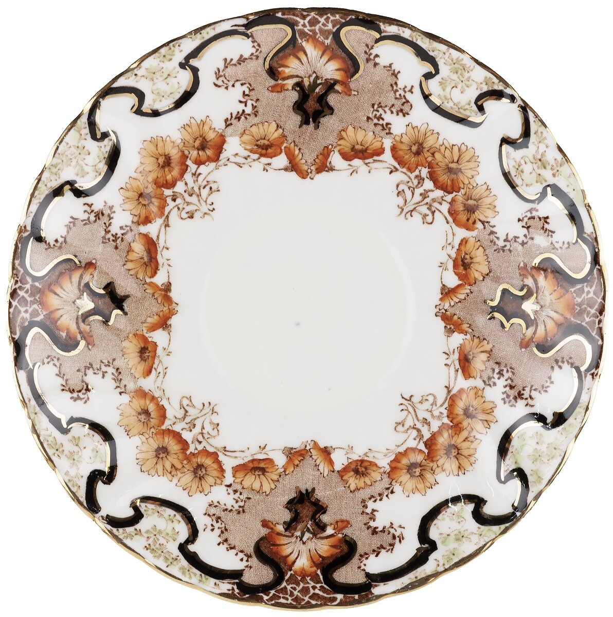 Блюдо тарелка для торта антикварная "Осенние цветы имари". Фарфор, Великобритания, конец 19 века