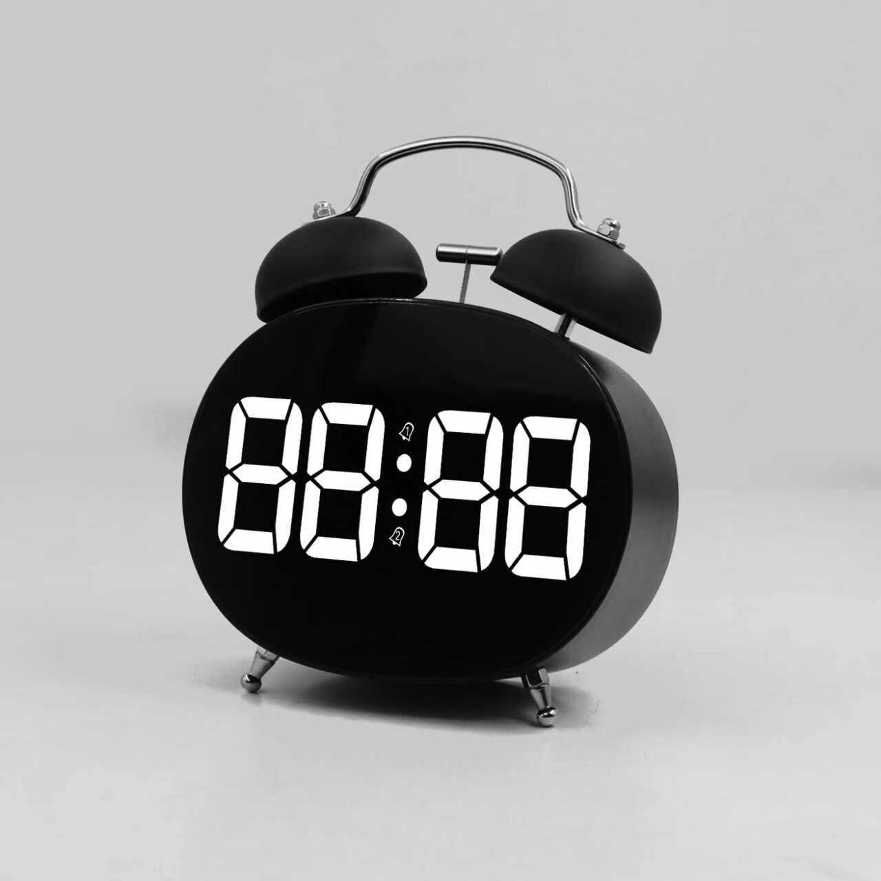 Будильник Мощный артефакт пробуждения для студентов Светодиодный электронный дисплей Механический звон Большой звуковой сигнал