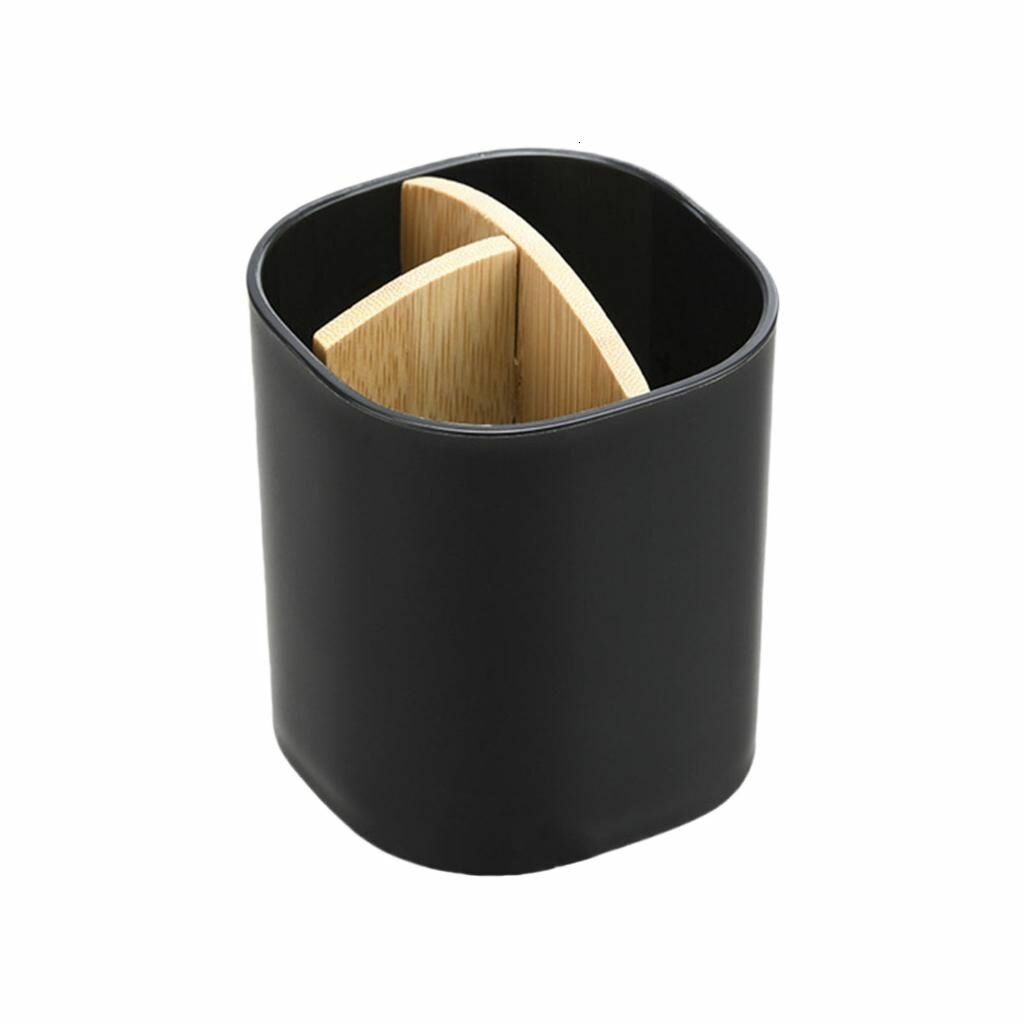 Прочная подставка для зубных щеток из бамбука, удобный аксессуар для столешницы ванной комнаты, поддерживает порядок, Черный - K617