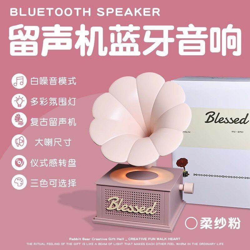 Новый Bluetooth-динамик Lucky в виде проигрывателя виниловых пластинок, беспроводной миниатюрный портативный проигрыватель с разъемом для карт памяти, настольный креативный динамик.