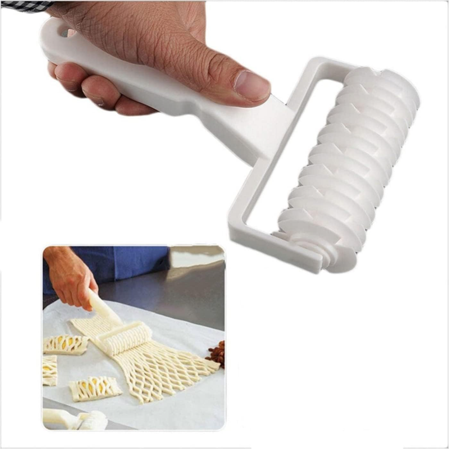 Каток для вырезки сетчатым узором для выпечки домашний инструмент для пирога пиццы печенья хлебного коржа белый