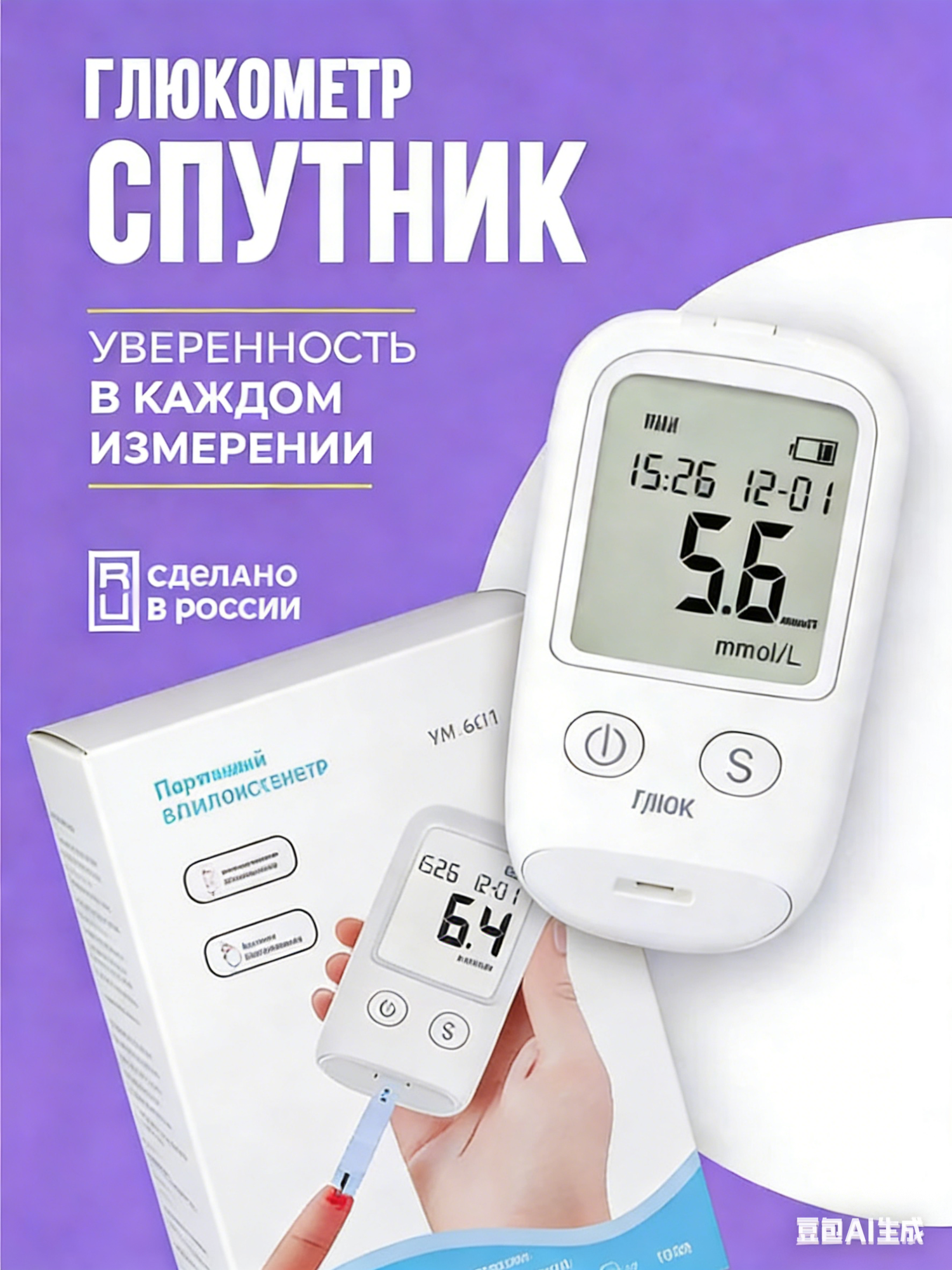 Глюкометр с прокалывателем и ланцетами в наборе, измеритель сахара в крови, мониторинг глюкозы при диабете