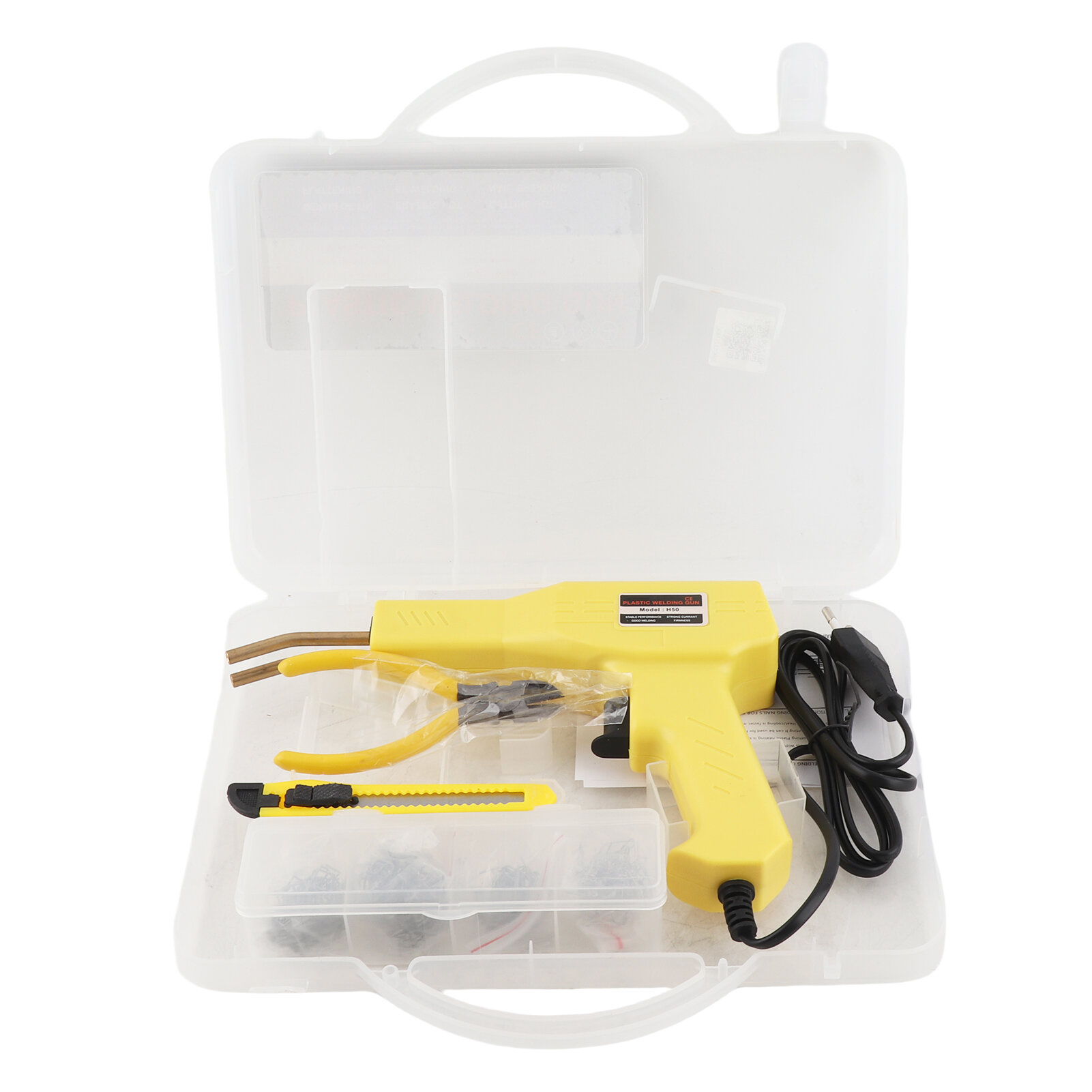 Аппарат для сварки пластика с 200 скобами, комплект для ремонта автомобильных бамперов, для ремонта усиленных пластиковых деталей автомобилей, желтый, вилка стандарта ЕС (AC220V)