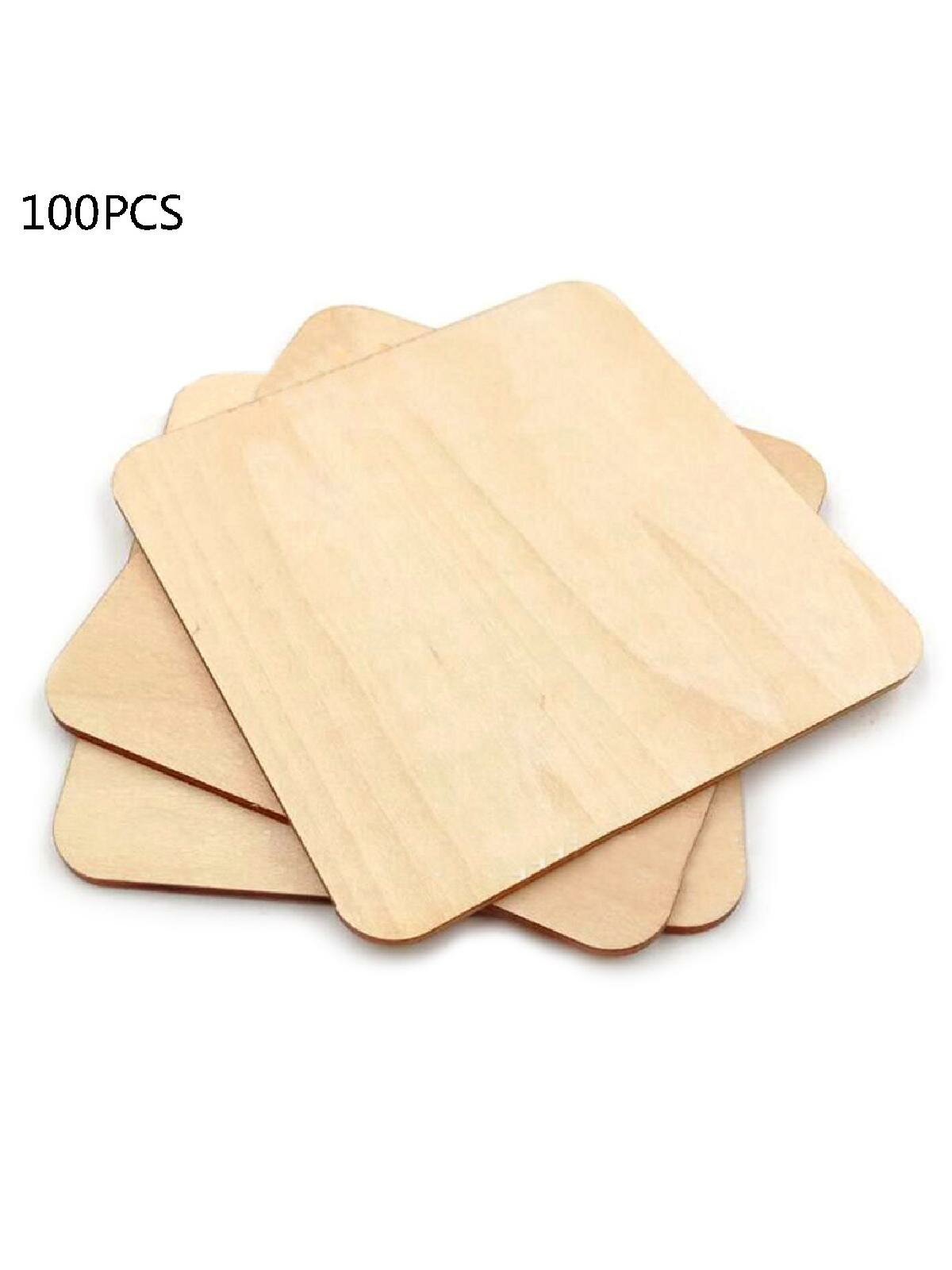 100x Деревянная Пустая Табличка Квадратные Деревянные Бирки DIY Craft Пирография Проекты G