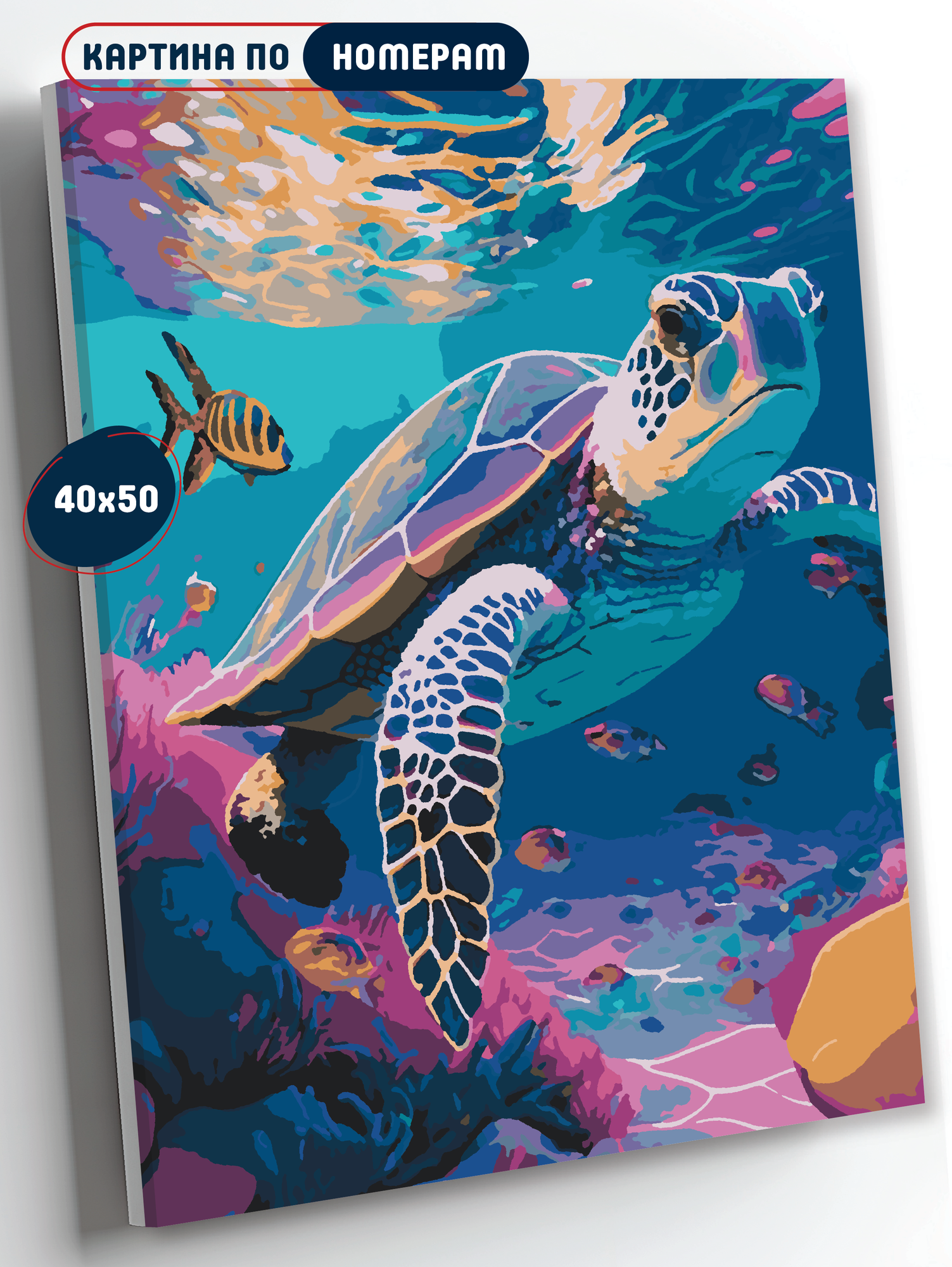 Картина по номерам "Морская жизнь", Холст на подрамнике 40х50, набор для рисования