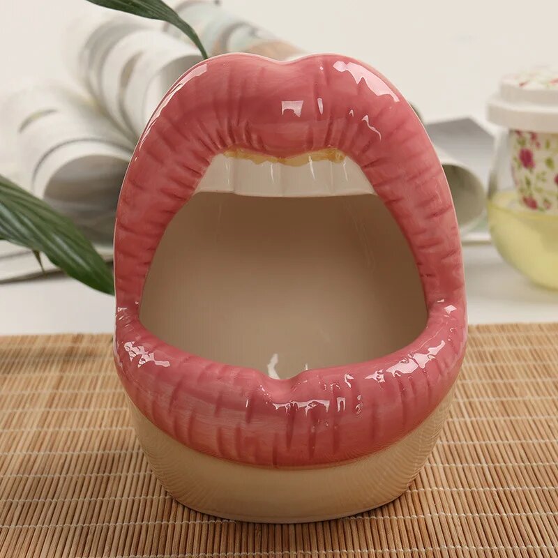 Красные керамические чаши для чипсов в форме губ Pink