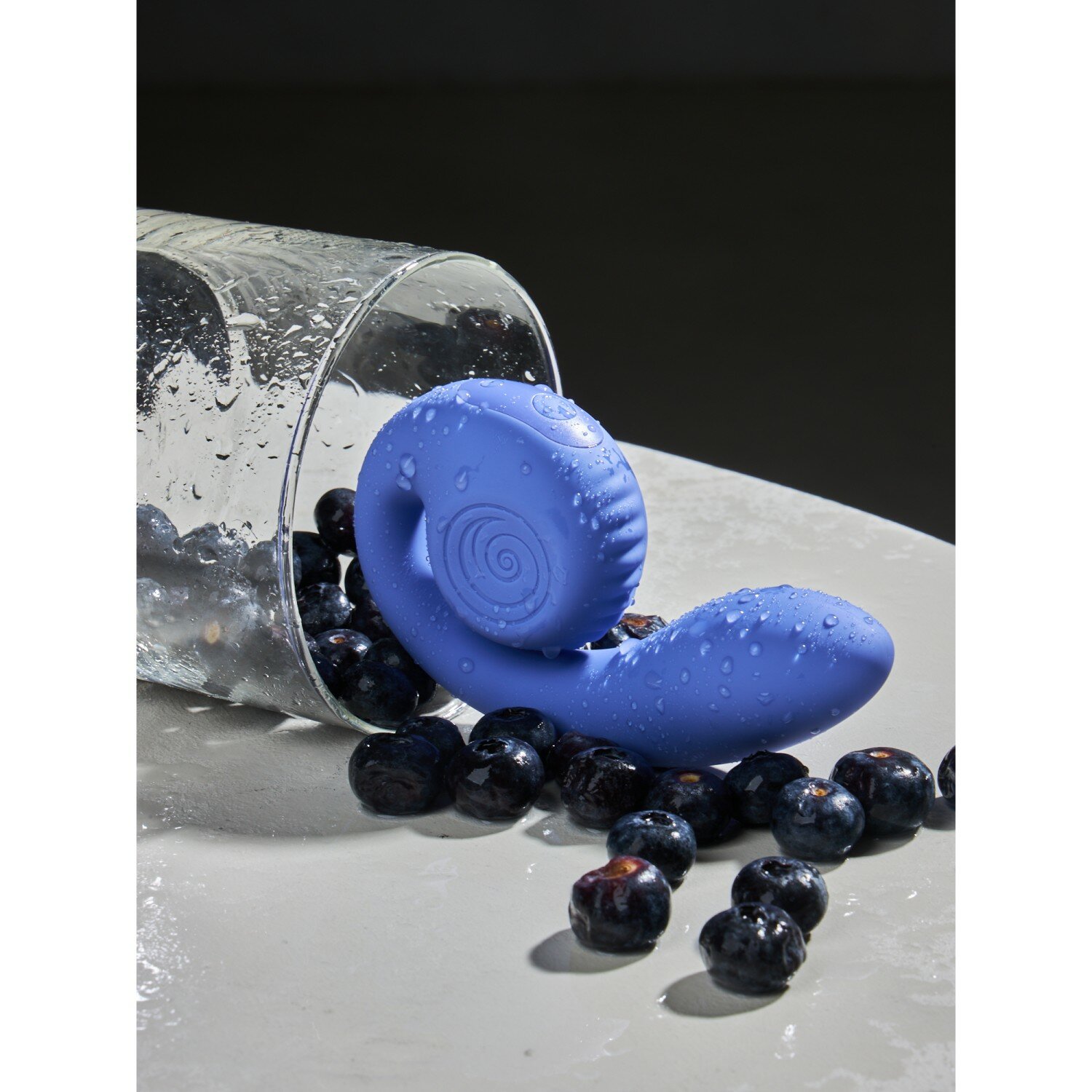 Вибратор SVibe Snail Gizi Lite, силикон, изогнутый, водонепроницаемый, голубой