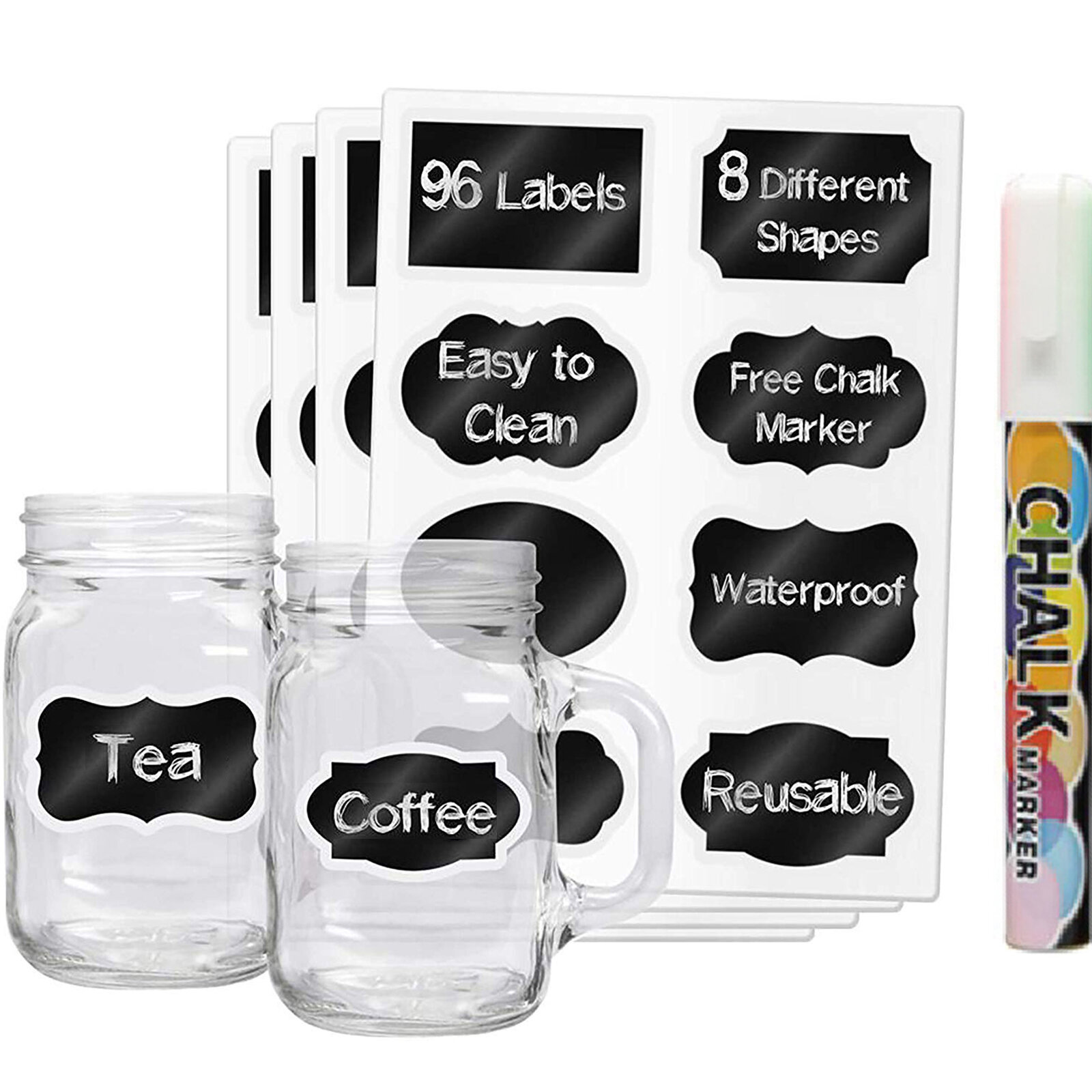 96 этикеток для классной доски премиум-класса, бесплатная стираемая меловая ручка