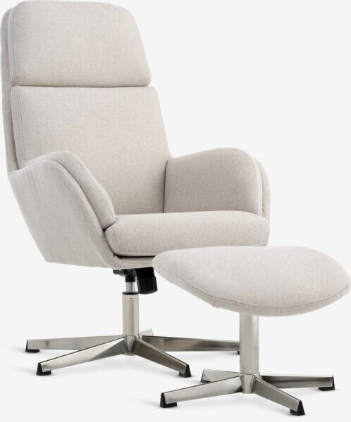 Кресло с подставкой для ног Jysk TANKEDAL, цвет бежевый Ш70 x В107 x Г77 см.