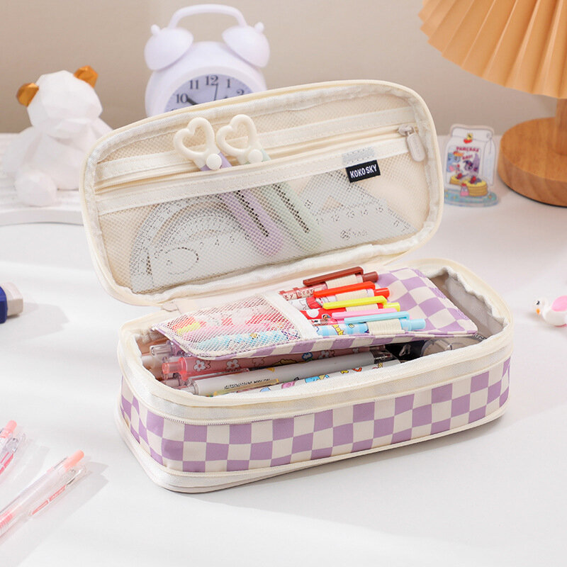 Японский и корейский стиль, большая емкость, расширяемый пенал из холста в цвете макарон, трансформируемый простой пенал для студентов