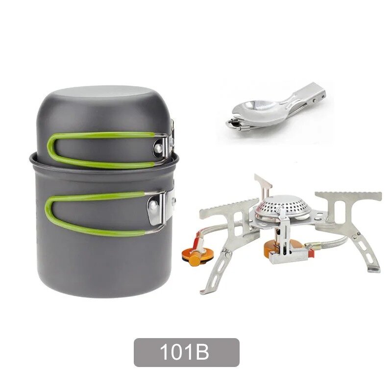 Набор для приготовления пищи из алюминиевого сплава с плитой ложкой для одного человека на открытом воздухе горшок