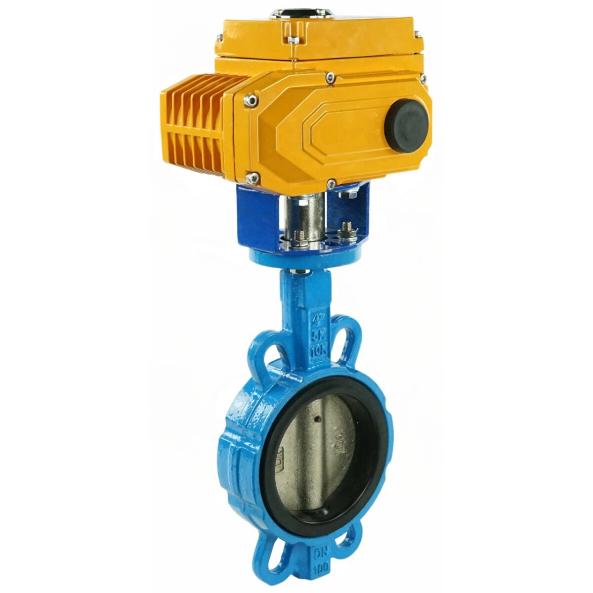 Затвор дисковый поворотный DN.ru BV-16 Ду150 Ру16, корпус - чугун GGG50, диск - чугун GGG40, уплотнение - EPDM, с четвертьоборотным электроприводом DN. ru QT-015 220В (0-10В)