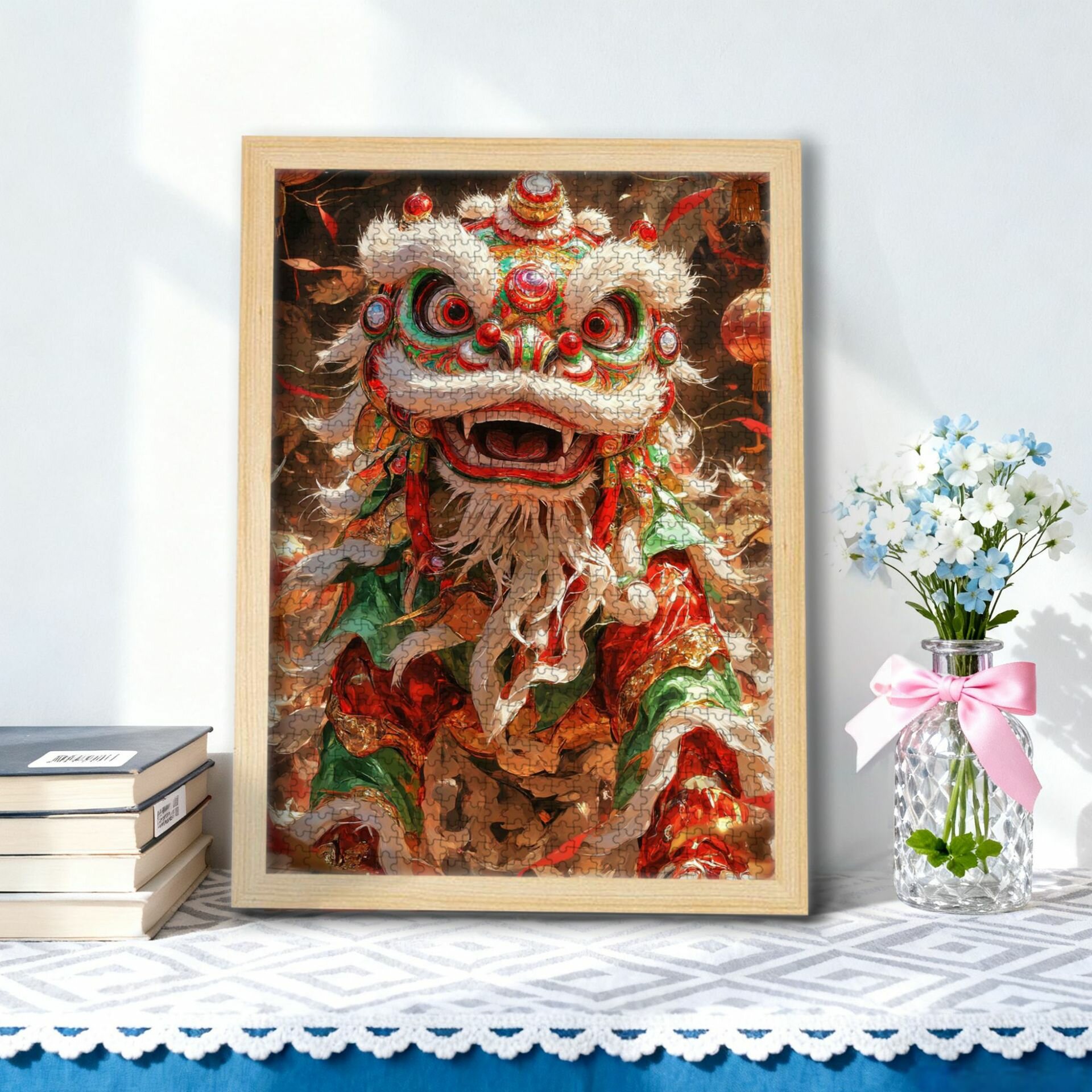 Национальный тренд деревянный пазл 1000 деталей танец льва для взрослых высокая сложность сборки снятие стресса образовательный подарок тысяча деталей модная игрушка