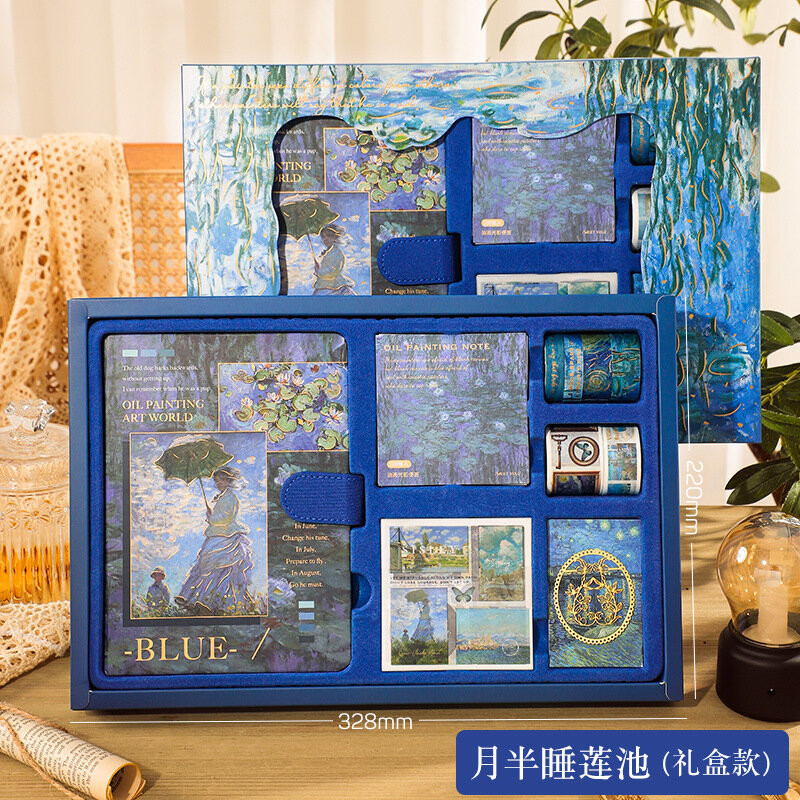 Набор блокнотов с винтажной масляной живописью, подарочная коробка, высококачественный дневник для девочек, дневник для учениц начальной школы