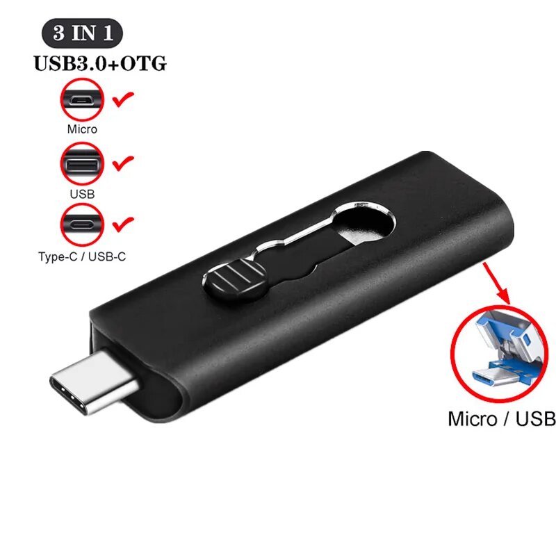 Olevo type-c OTG USB FLASH 64 ГБ 2 ТБ, черный