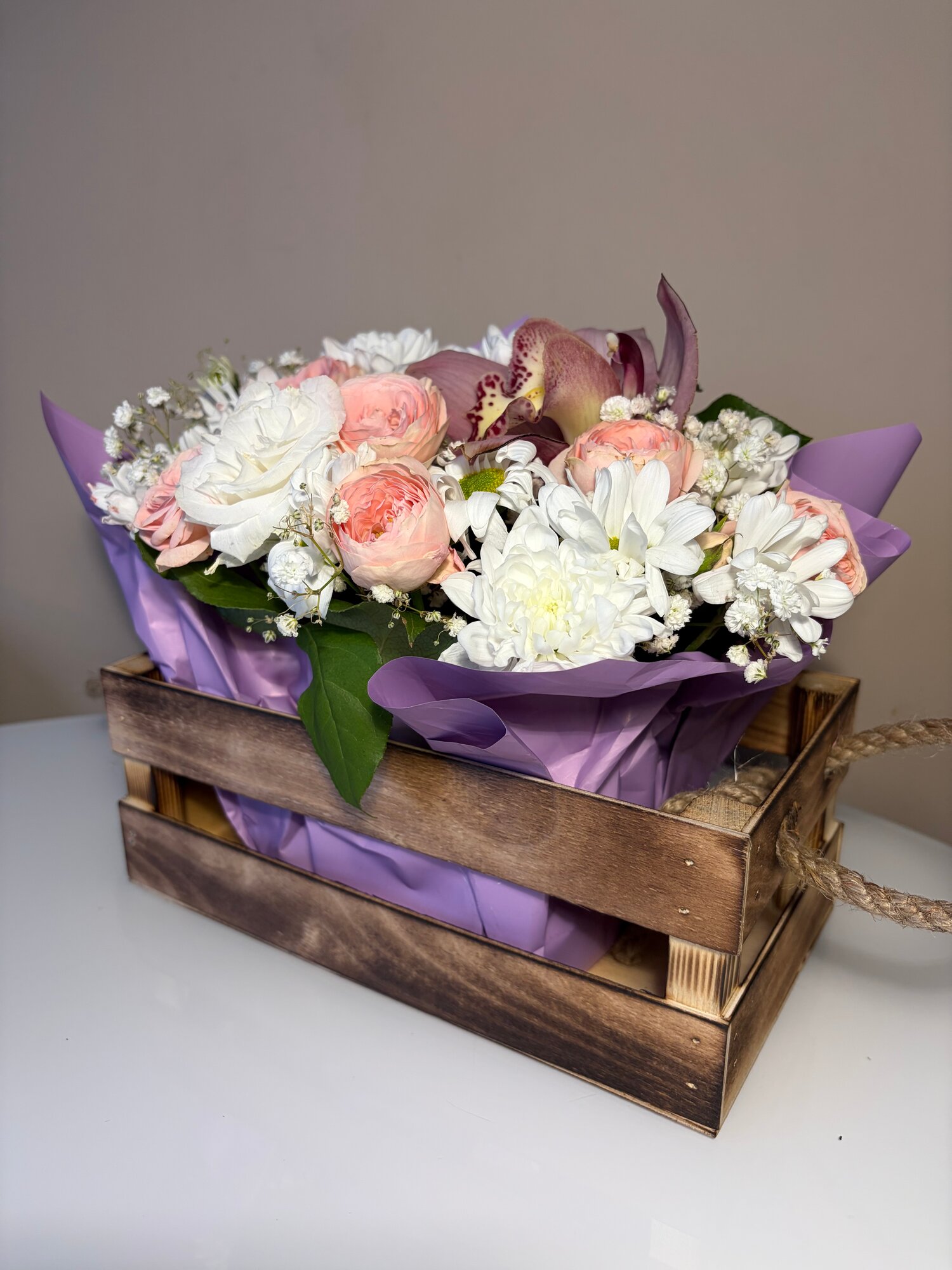 Кашпо деревянное обожженное, с ручками для цветов, подарков, инструментов