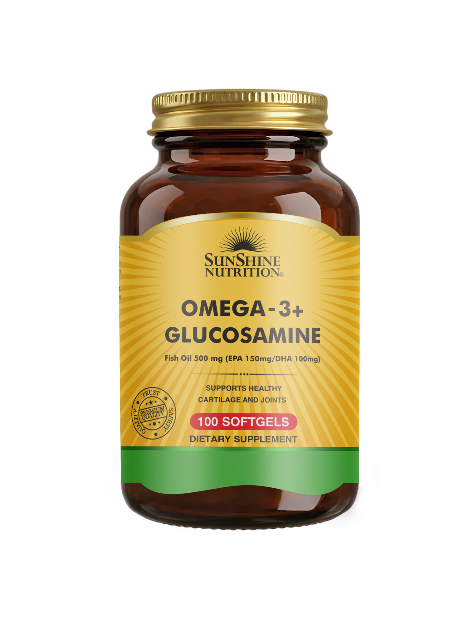 Омега-3 SunShine + глюкозамин, для активной жизни, 100 капсул