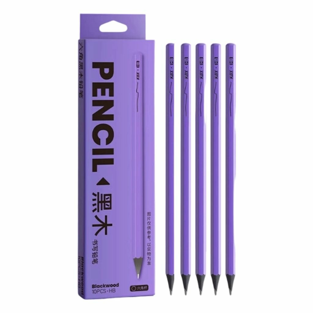 10, шестиугольные карандаши из черного дерева для занятий письмом в детском саду-маленький фиолетовый стержень-HB