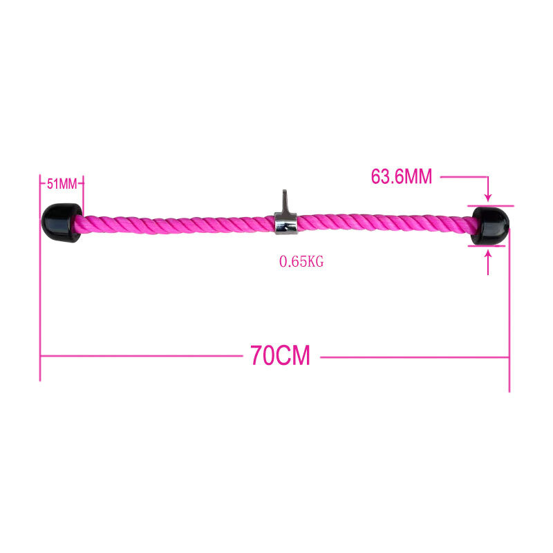 Розовая двусторонняя резинка для тренировки бицепса, аксессуары для спортзала, двусторонняя веревка для тяги трицепса, ручка для тяги лица
