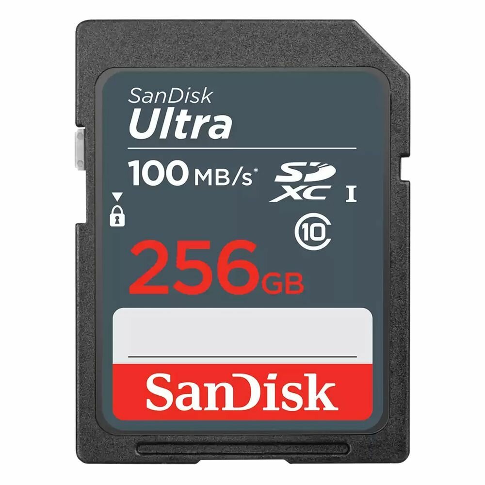 Карта памяти SanDisk Ultra, 256 ГБ, SDHC, UHS-I Class 10 (SDSDUNR-256G-GN3IN)