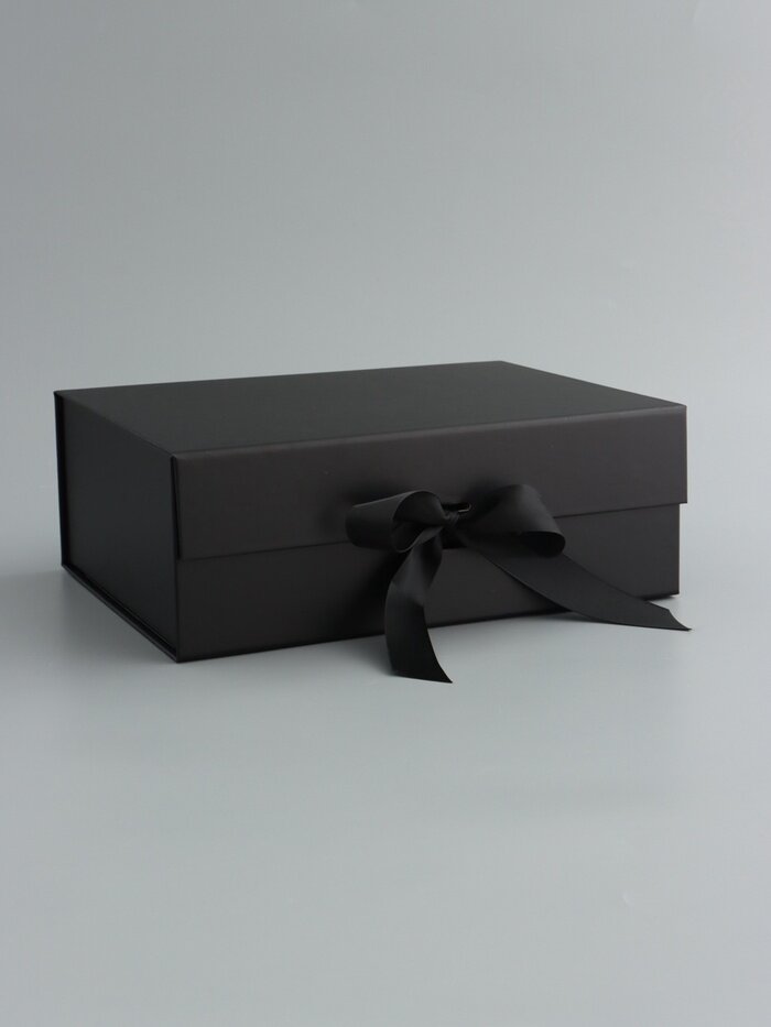 Коробка подарочная с бантом, складная, чёрная, 29×22×10.5 см