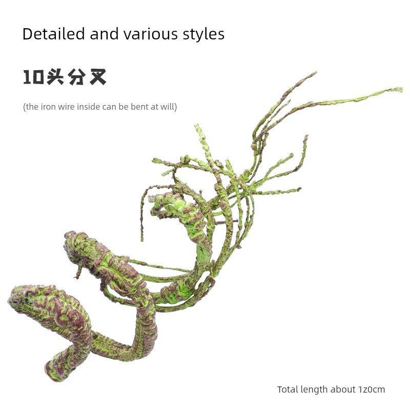 Ветвь из искусственной лозы с толстыми и тонкими ответвлениями для декора террариума в джунглях