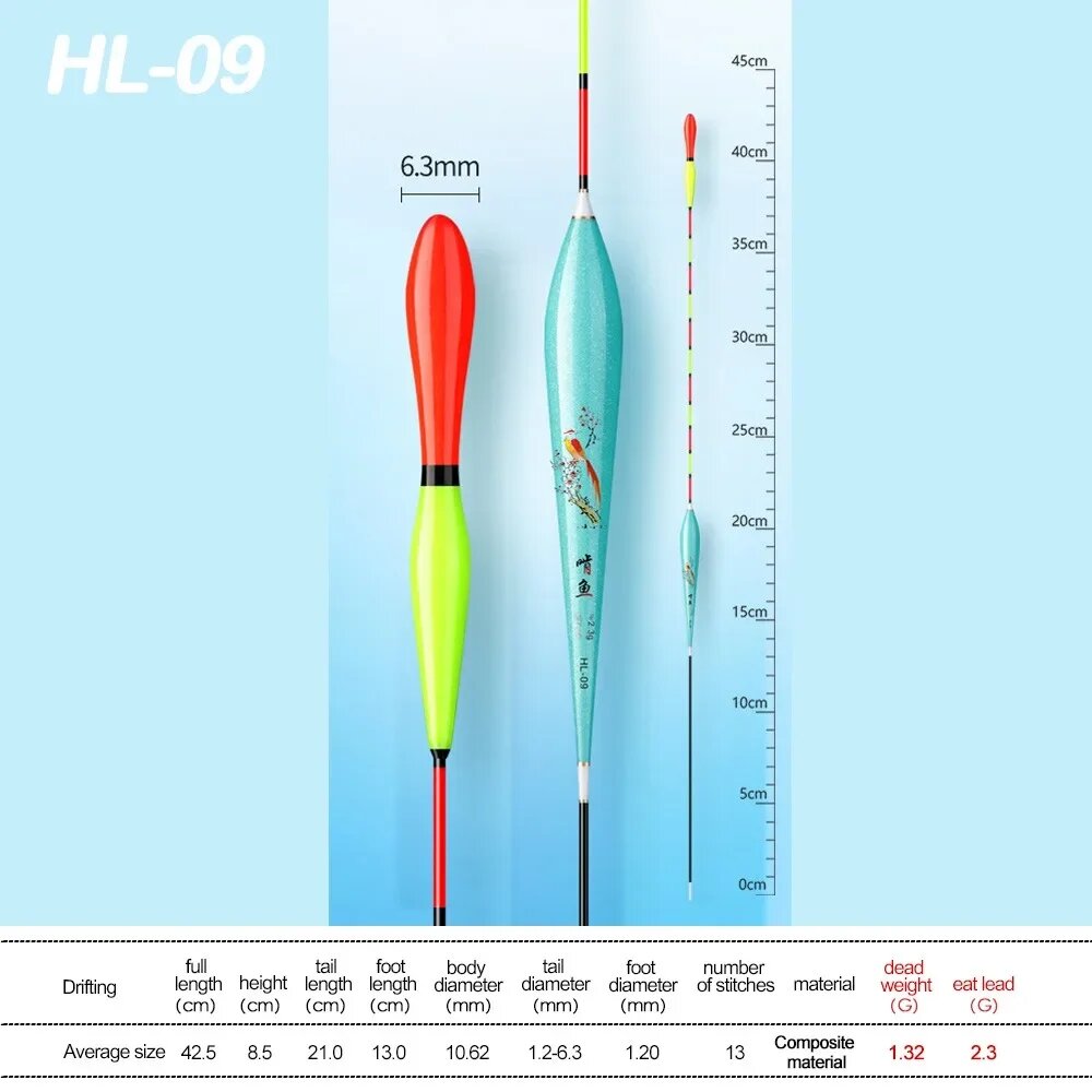Поплавок для рыбалки HL-09, 42.5 см, 1.32 г