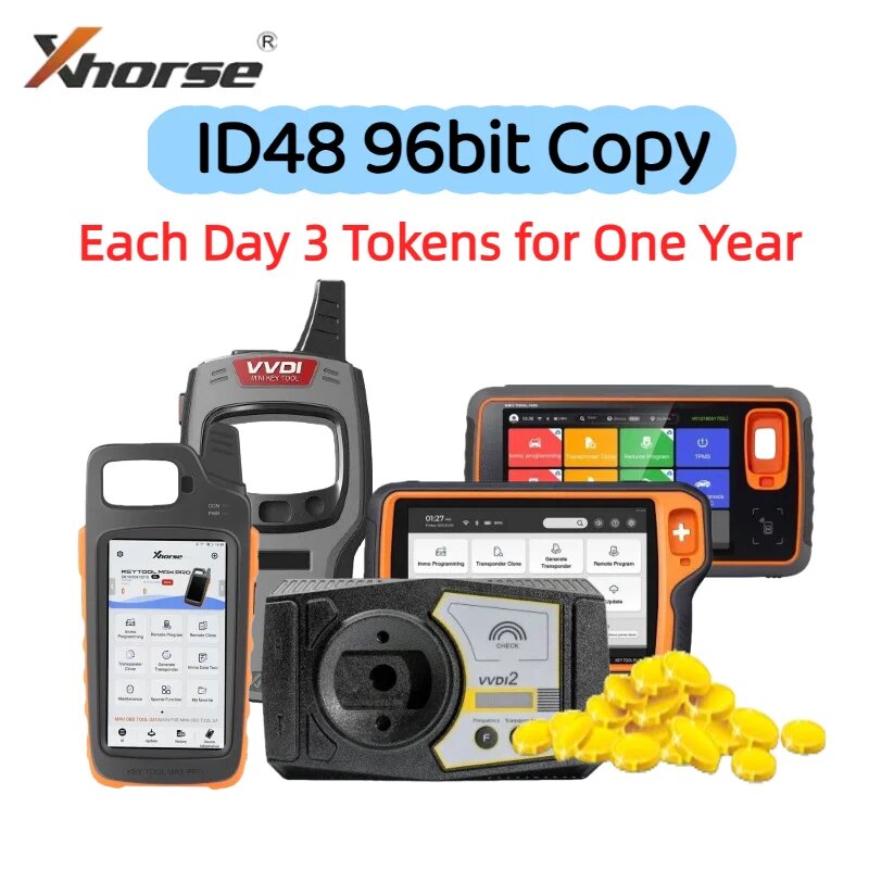 Xhorse VVDI ID48 96-битная копия каждый день 3 жетоны на один год Подходит для ID48 Token 1 Year