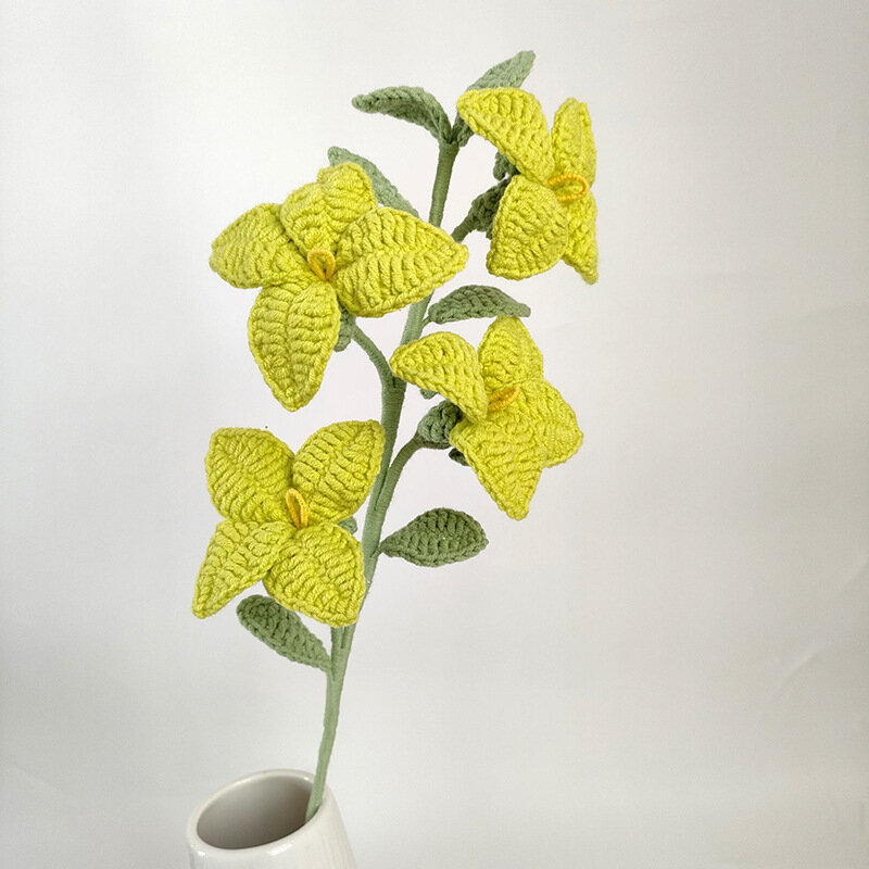 Вязаный букет из четырех цветов Lianqiao, готовый ручной вязки, искусственный цветок, декор для гостиной, вязаный цветок