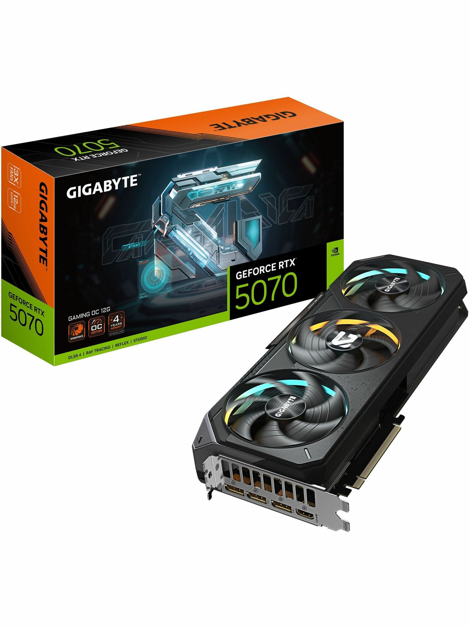 Видеокарта GIGABYTE GeForce RTX 5070 GAMING OC 12G (GV-N5070GAMING OC-12GD), Retail