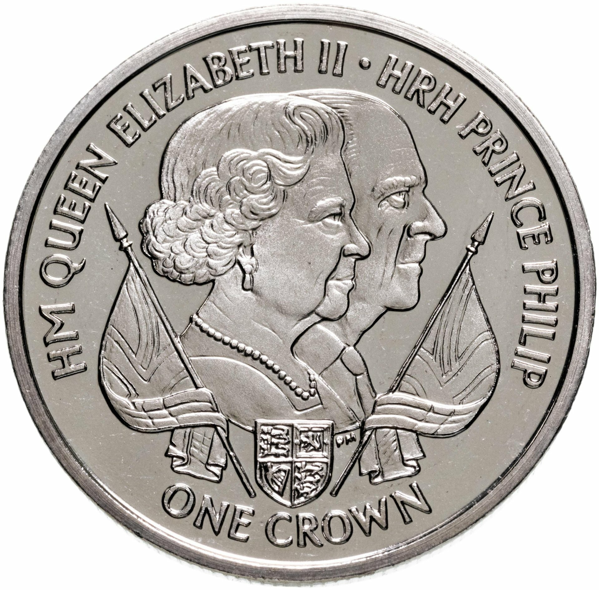 Остров Мэн 1 крона crown 2011 "Королева Елизавета II и Принц Филипп", Мельхиор медь-никель, в сохранности UNC