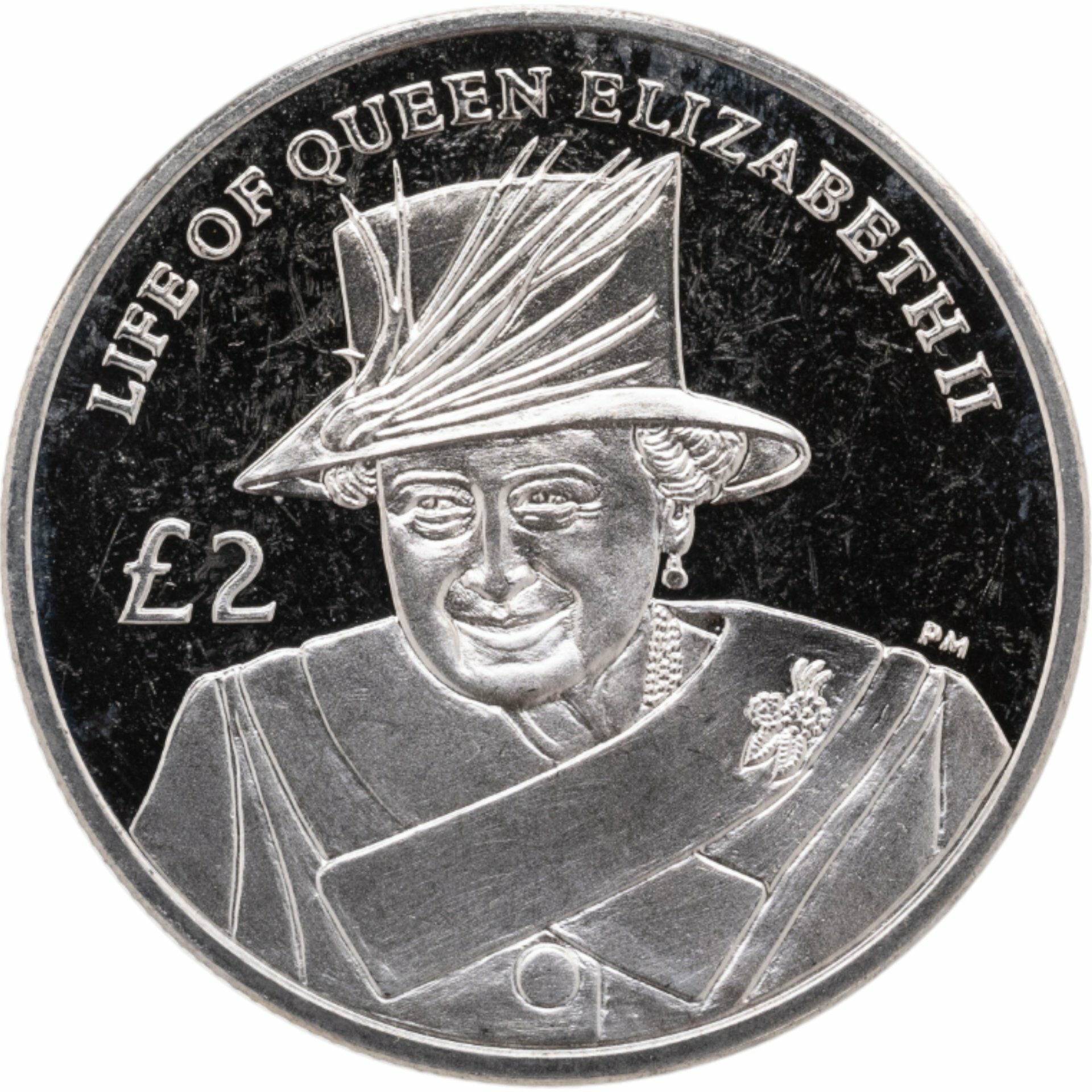 Южная Георгия 2 фунта pounds 2012 "Жизнь Елизаветы II - Елизавета II в шляпе", Мельхиор медь-никель, в сохранности UNC