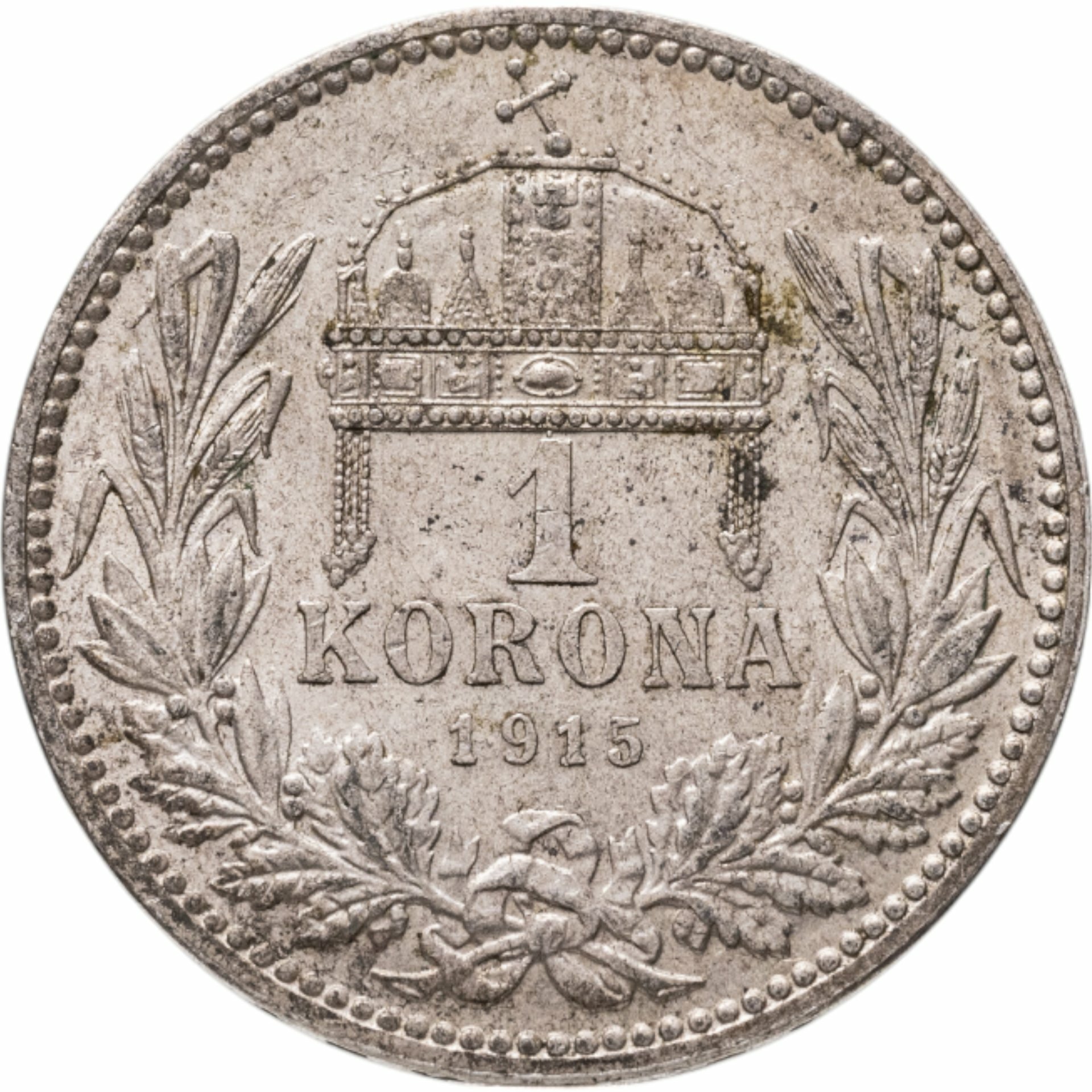 Венгрия 1 крона korona 1915, Серебро 835, в сохранности AU