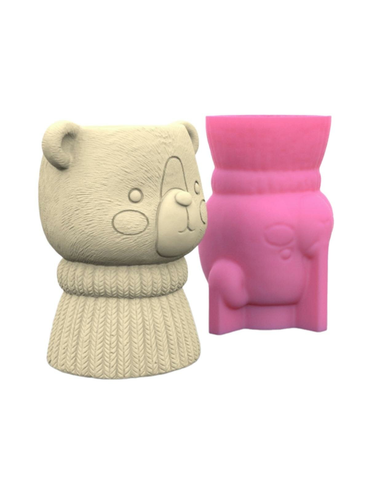 3D Медведь Цветочные горшки Формы из эпоксидной смолы Держатель ручки Подсвечник Цементная форма