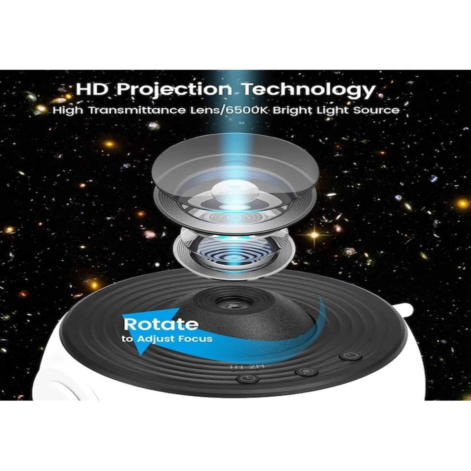 Проектор для фокусировки высокой четкости, проектор звездного неба и галактики, подарок креативный звездное небо высокой четкости, лампа для атмосферы в спальне, 13-в-1 реалистичный планетарий, 4K HD, 13 дисков, 360° вращение, регулировка фокуса, таймер,