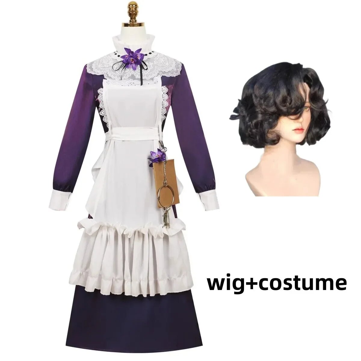 Косплей костюм Tuesday Christine из игры "Реверс игры: 1999" Фиолетовый, S, suit wig