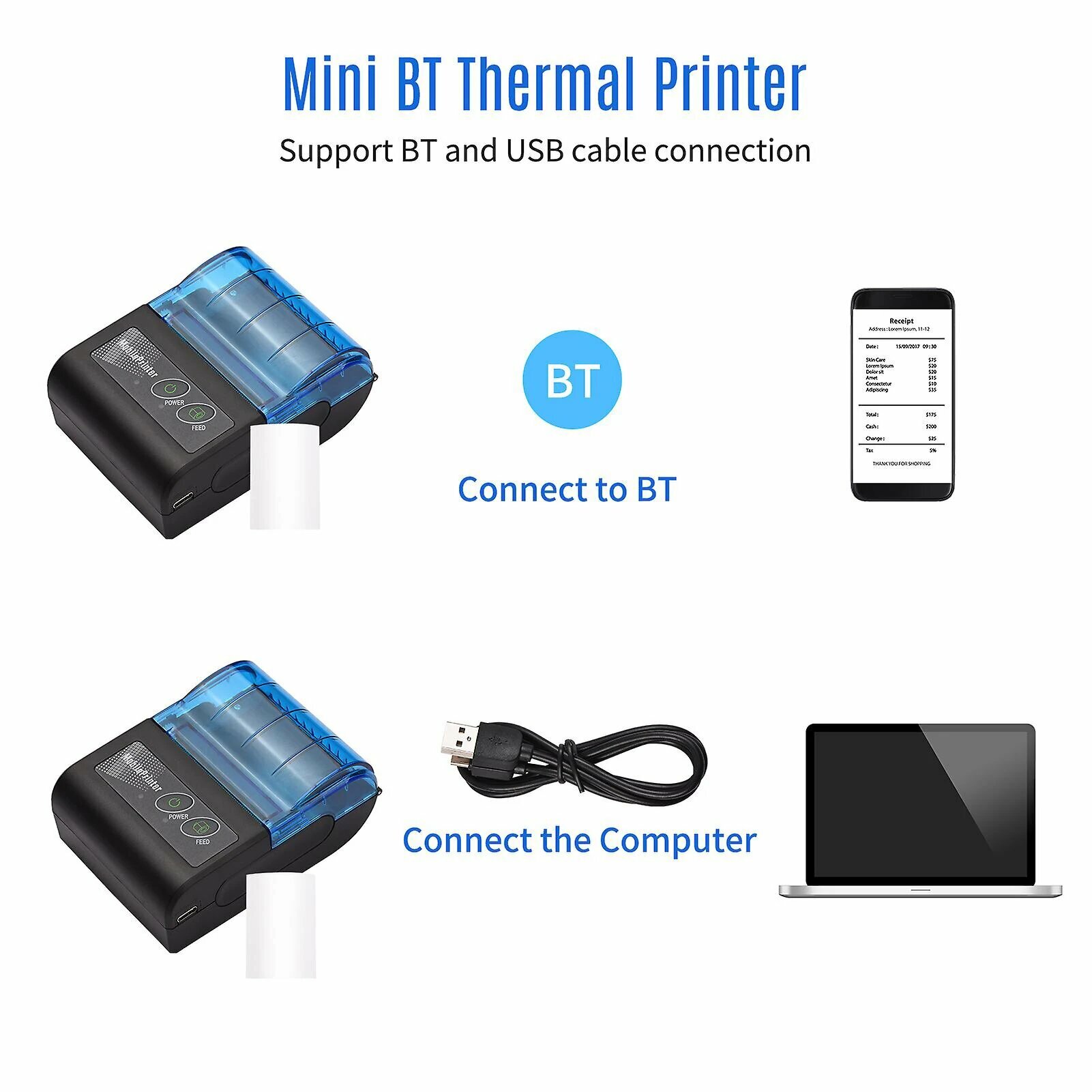 GOOJPRT 58 мм термопринтер для чеков US Plug, Printer Set — фото 1
