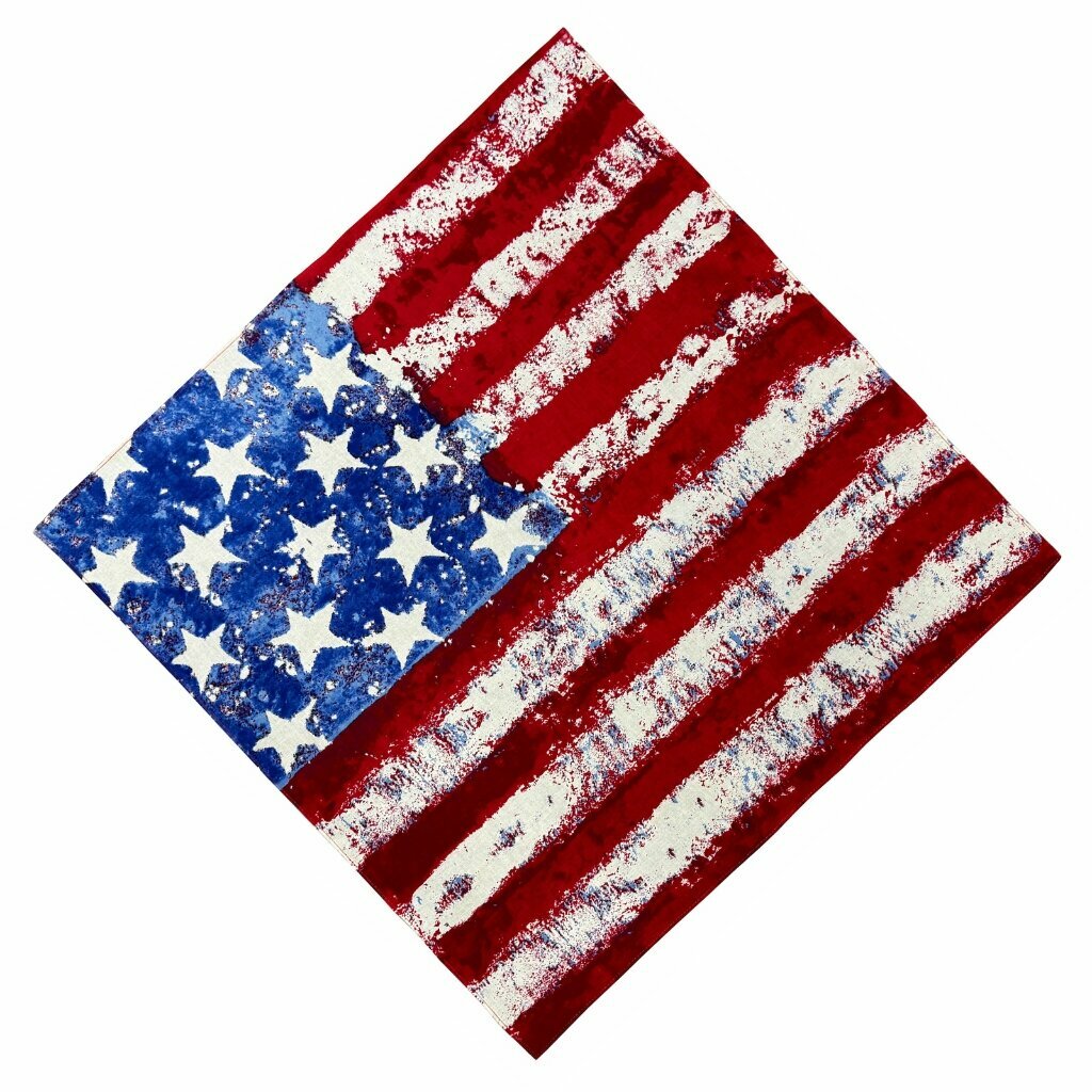 Тема Дня Независимости США Красные, белые и синие Звезды и полосы Американский флаг галстук-краситель из чистого хлопка квадратный шарф-галстук-краситель Американский флаг