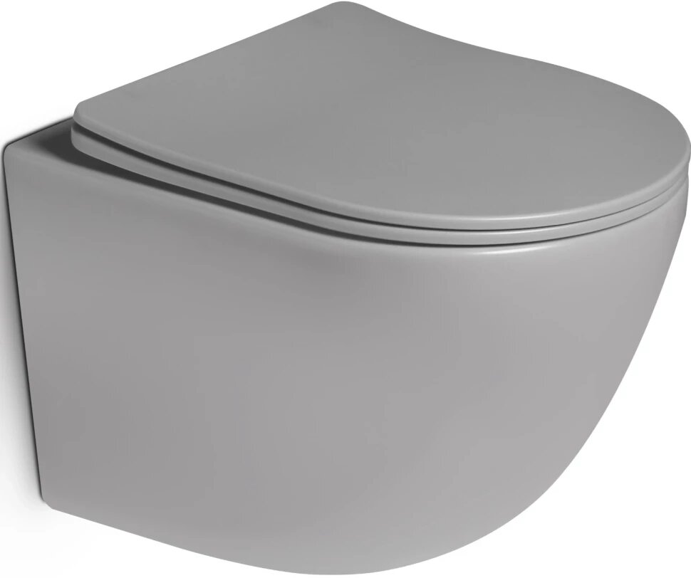 Унитаз подвесной Vincea Globo VT1-14STMG безободковый, торнадо, с сиденьем микролифт, серый матовый