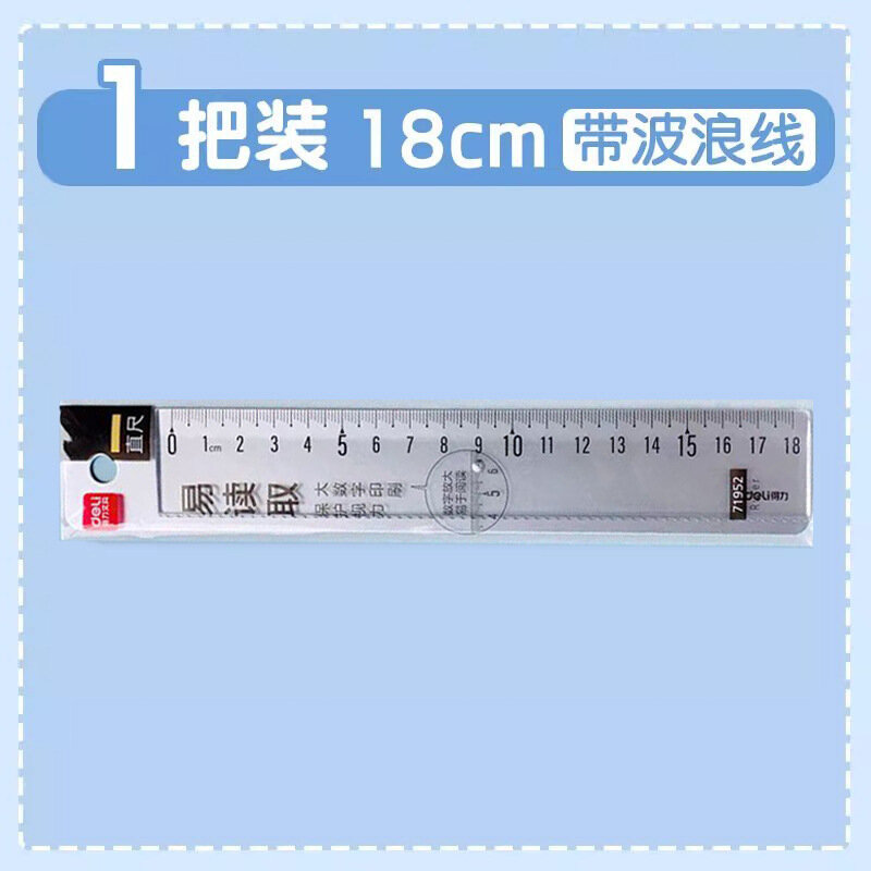 Прозрачная линейка Deli с волнистой линией 15 см для учеников начальной школы, детская пластиковая линейка 20 см