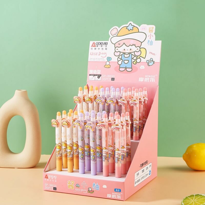 36 упаковок коробочных ручек с гелевой стираемой пастой для студентов, карандашные стираемые ручки, кристально синий угольный черный 0.5 мм