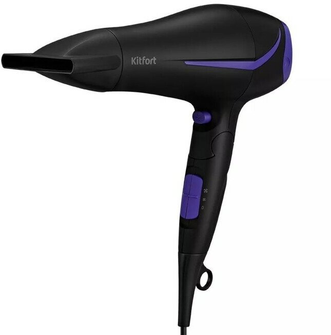 Фен Kitfort КТ-3230-1, 2200 Вт, 2 скорости, 3 температурных режима, чёрно-фиолетовый