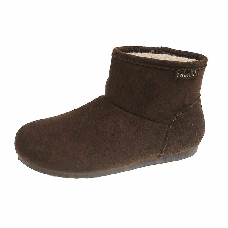 ВесКеды ИзнСтой AIS Ботинки Женщины Осень Зима Ретро Средний голень Флис Нескользкий Теплый Кожа/Coffee color