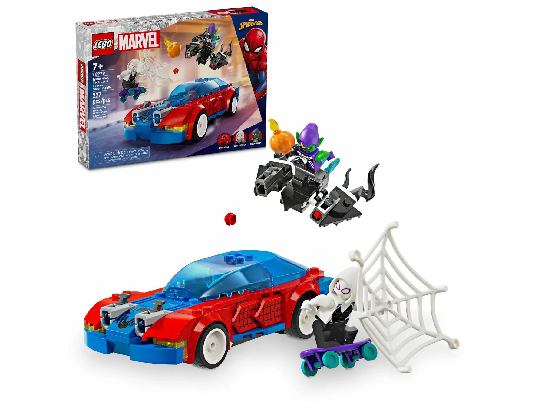 Конструктор LEGO Super Heroes 76279 Гоночная машина Человека-паука и Зеленый гоблин Веном, 227 дет.