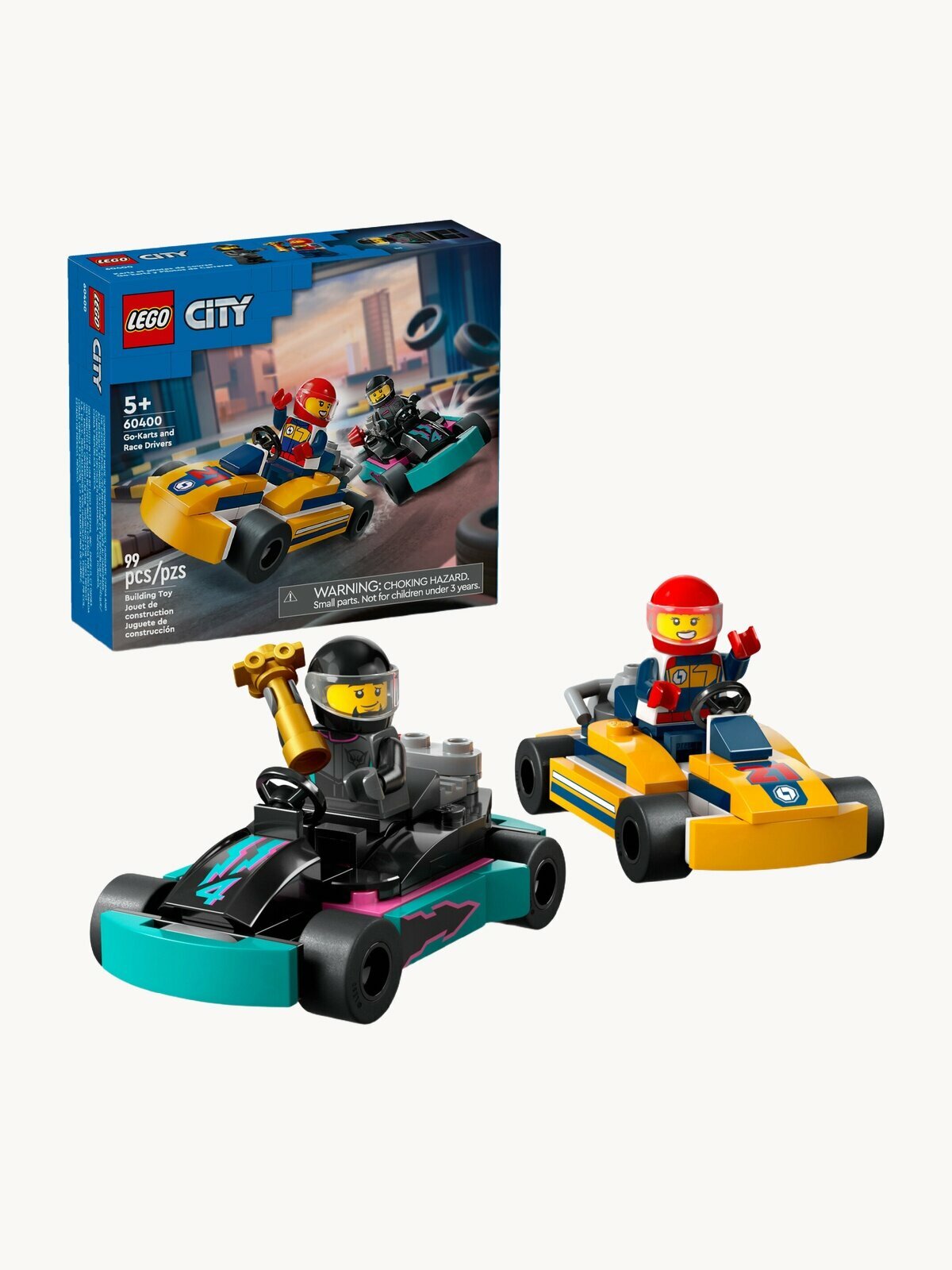 Конструктор LEGO City 60400 Картинг и гонщики, разноцветный, 99 дет.