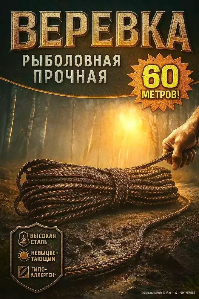 Тонущий грузовой шнур 14, 60м./для посадки сетей