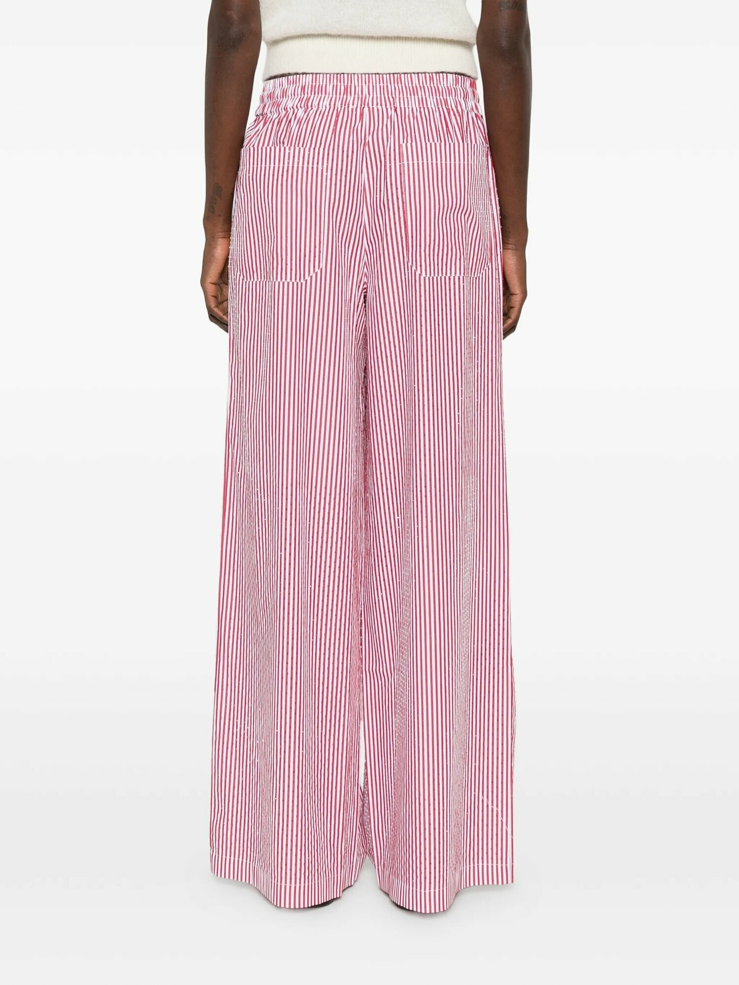 Брюки P.A.R.O.S.H. Striped drawstring trousers, размер S, красный — фото 1