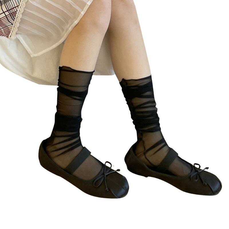 Женские летние кружевные гольфы, Черный